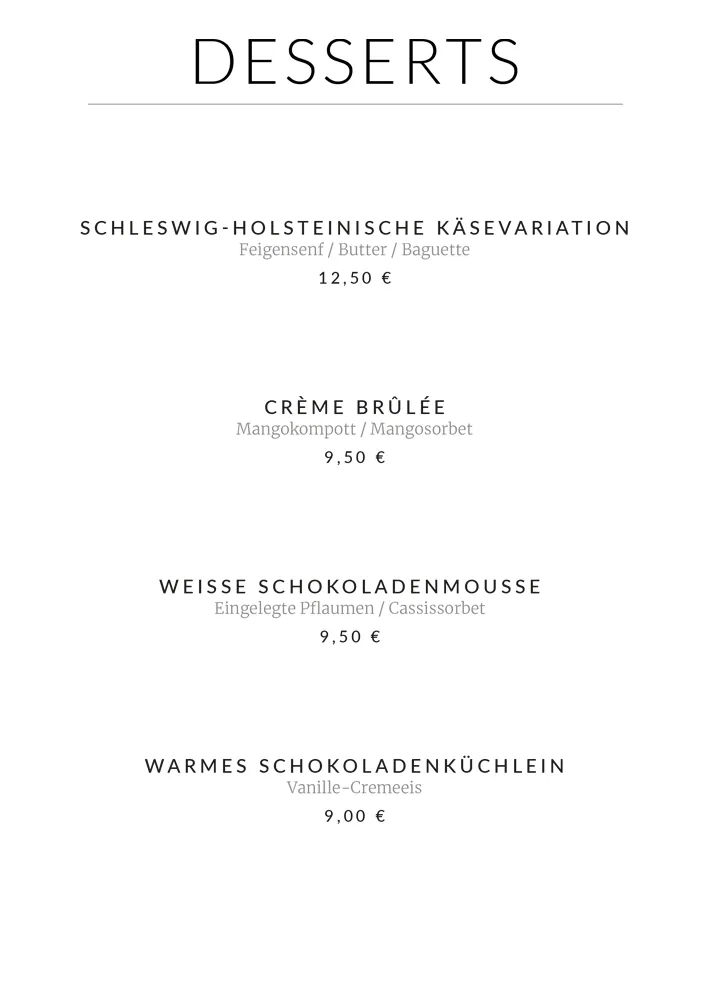Menu / Speisekarte | Restaurant BOOTSHAUS 1862