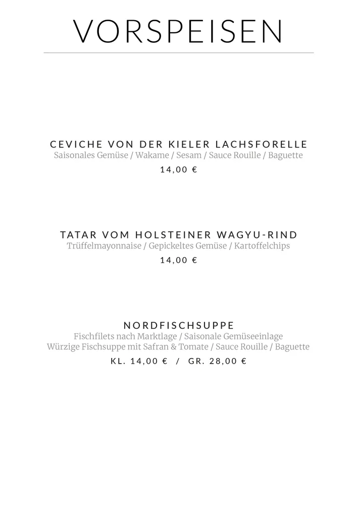 Menu / Speisekarte | Restaurant BOOTSHAUS 1862